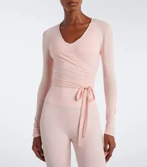 NORBA Ribbed-knit Wrap Top