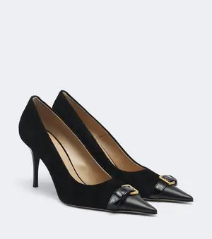 JW Anderson Embellished Leather-trimmed Suede Pumps - Black