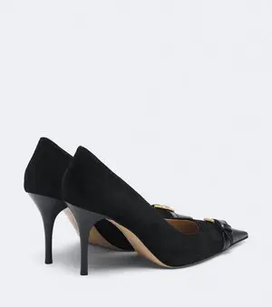 JW Anderson Embellished Leather-trimmed Suede Pumps