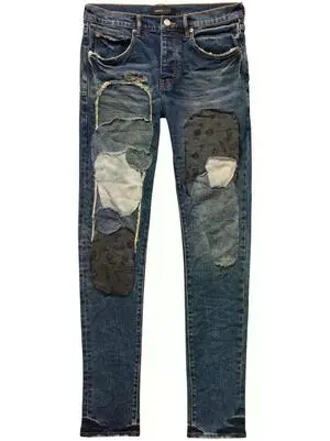 PURPLE BRAND Patch-detail Skinny Jeans - Blue