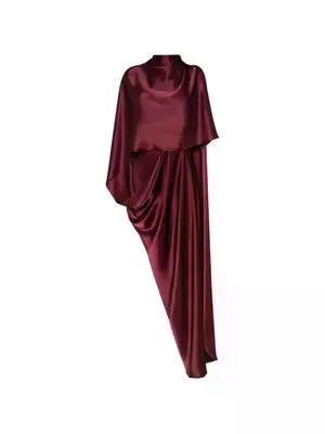 ISABEL SANCHIS Draped Shoulder-cape Gown - Red
