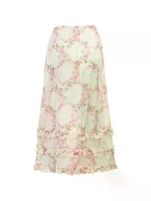 Simone Rocha Floral-print Ruffled Midi Skirt