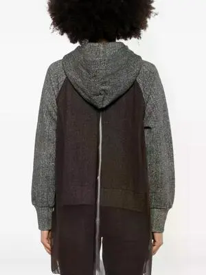 Undercover Herringbone-pattern Layered-hem Hoodie