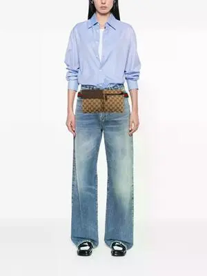 Gucci Gg Canvas Web Double Pocket Belt Bag