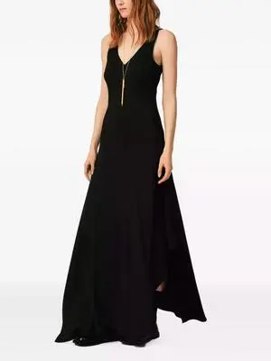 AMI Paris Long Silk-blend Godet Dress