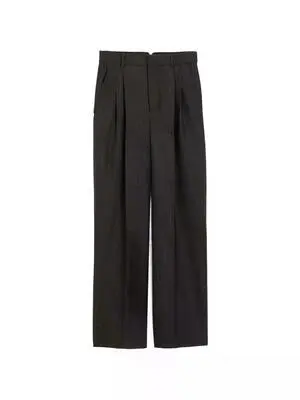 AMI Paris High-waisted Wide-leg Striped Wool Trousers - Grey