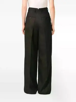 AMI Paris High-waisted Wide-leg Striped Wool Trousers
