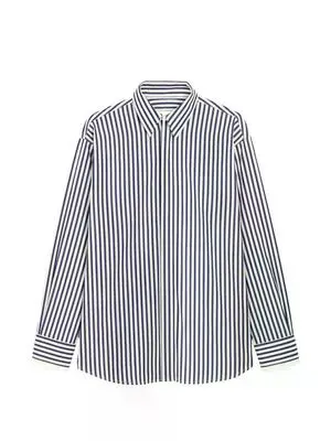 AMI Paris Large Striped Cotton Shirt With Removable Collar - Blue