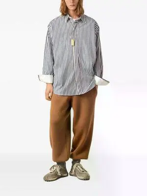 AMI Paris Large Striped Cotton Shirt With Removable Collar