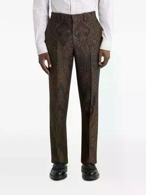 Etro Straight-leg Wool-blend Jacquard Trousers