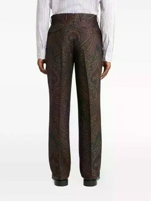 Etro Straight-leg Wool-blend Jacquard Trousers