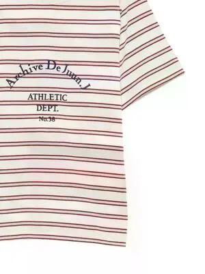 JUUN.J Striped Logo Print T-shirt
