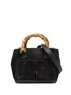 Gucci 20th Century Mini Suede Bamboo Satchel - Black