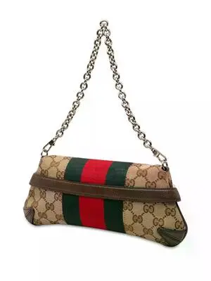 Gucci 2000-2015 Small Gg Canvas Horsebit Web Chain Satchel