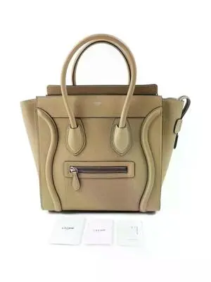 Celine Micro Drummed Calfskin Luggage Tote Bag - Neutrals