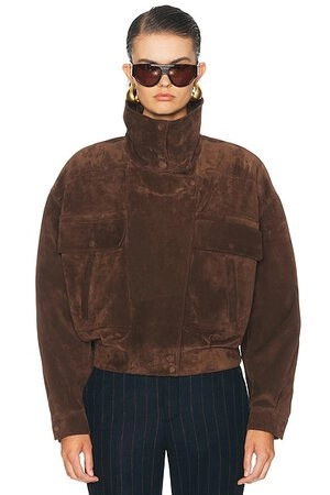 Saint Laurent Suede Funnel Neck Jacket