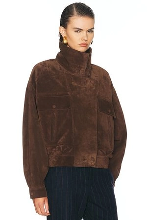 Saint Laurent Suede Funnel Neck Jacket
