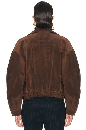 Saint Laurent Suede Funnel Neck Jacket
