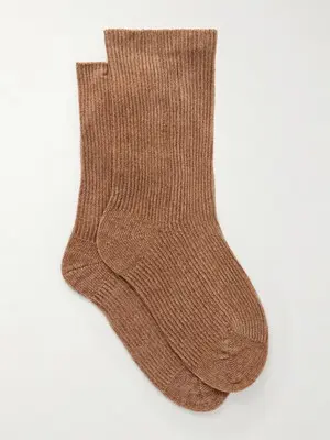 Gabriela Hearst Ribbed Silk Socks - Brown