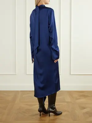 Stella McCartney Asymmetric Draped Satin Midi Dress