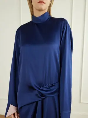 Stella McCartney Asymmetric Draped Satin Midi Dress
