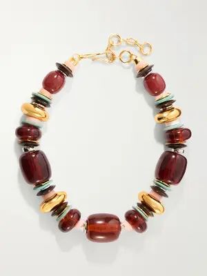 LIZZIE FORTUNATO Carmine Gold-tone Beaded Necklace - Multi