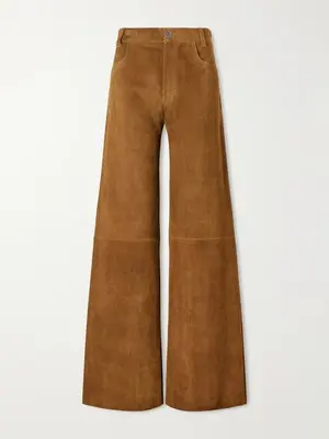 Stouls Lilou Cropped Suede Wide-leg Pants