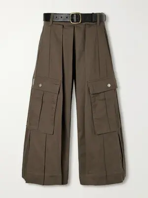Sea Tristan Mid-rise Pleated Cotton-poplin Wide-leg Pants - Brown
