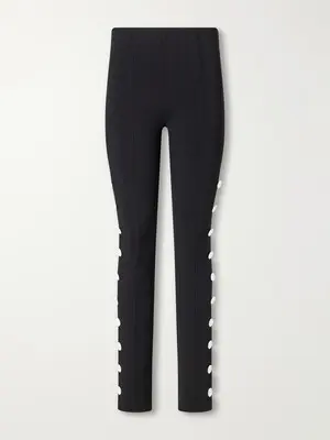 Proenza Schouler Martina Button-embellished Stretch-jersey Skinny-leg Pants - Black