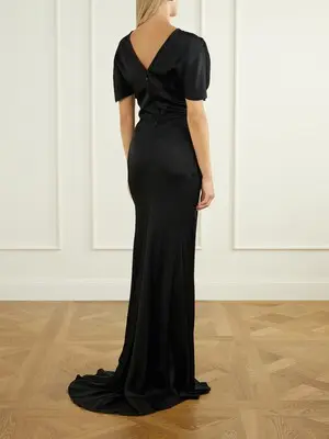 Victoria Beckham Isabella Gathered Satin Maxi Skirt