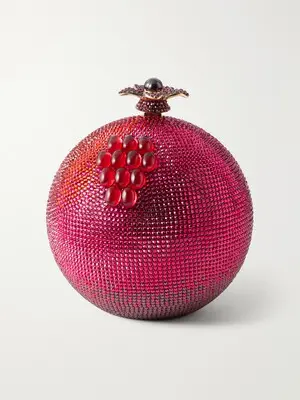 Judith Leiber Pomegranate Crystal-embellished Gold-tone Clutch - Pink