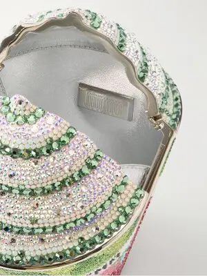 Judith Leiber Matcha Crystal-embellished Silver-tone Clutch