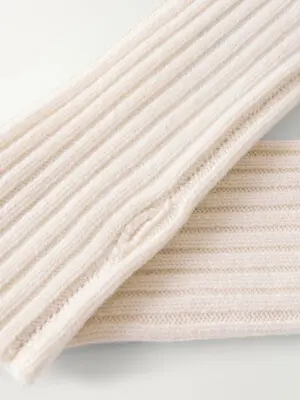 YVES SALOMON Ribbed Cashmere Fingerless Mittens