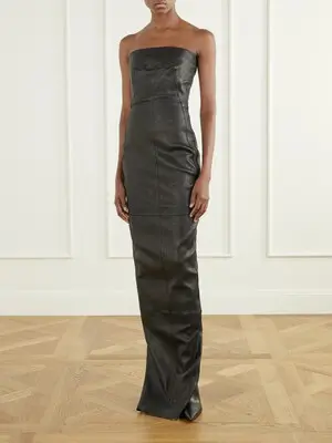 Rick Owens Athena Paneled Leather-blend Maxi Dress