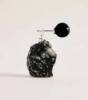 Completedworks Onyx And Snowflake Obsidian Drop Earrings