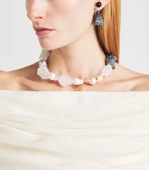 Completedworks Onyx And Snowflake Obsidian Drop Earrings