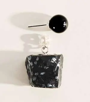 Completedworks Onyx And Snowflake Obsidian Drop Earrings