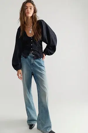 Free People Poppy Blouse At - Black