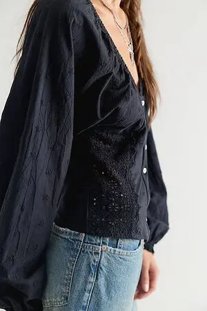Free People Poppy Blouse At - Black