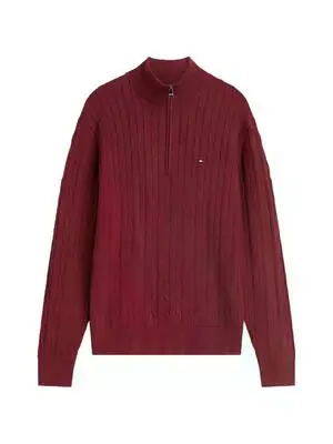 Tommy Hilfiger Cable-knit Quarter-zip Sweater - Red