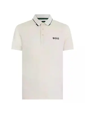 BOSS Logo-print Short-sleeve Polo Shirt - Neutrals