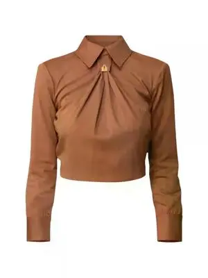 Elisabetta Franchi Logo-plaque Open-back Blouse - Brown
