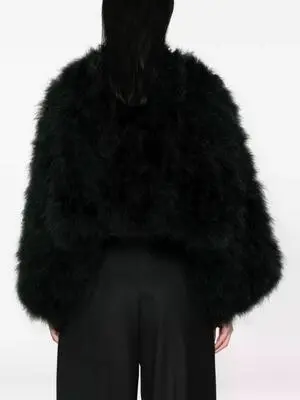 YVES SALOMON Feather-trim Cropped Jacket