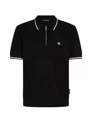 Karl Lagerfeld Logo-embroidered Zip-fastening Polo Shirt