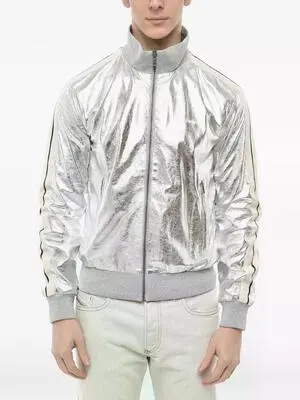 Palm Angels Lamé Leather Jacket - Silver