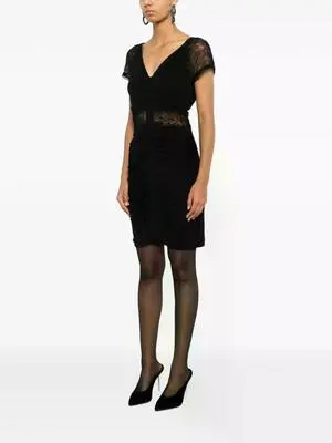 Roberto Cavalli Lace-panelled Ruched Mini Dress