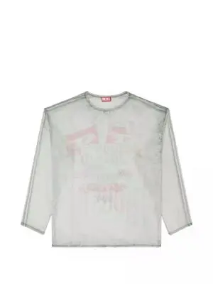 DIESEL® Sheer Chiffon Top With Concert Graphics - Grey