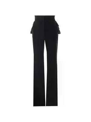 Elisabetta Franchi Ruffled Straight-leg Trousers - Black