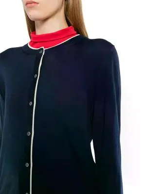 Versace Contrast-trim Button-up Cardigan