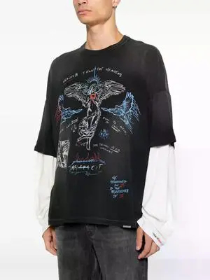 REPRESENT Graphic-print Layered-sleeve T-shirt